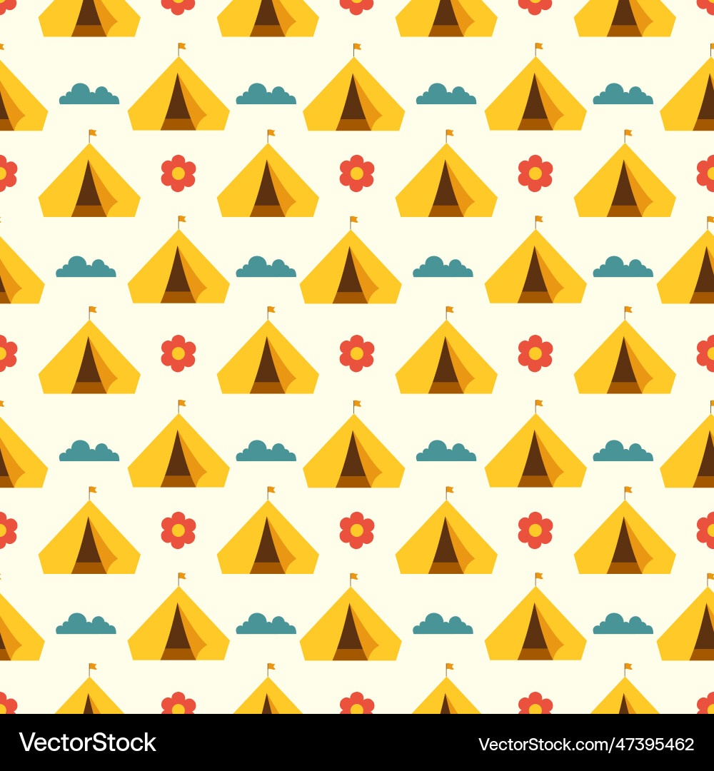 Summer camp seamless pattern design of camping Vector Image