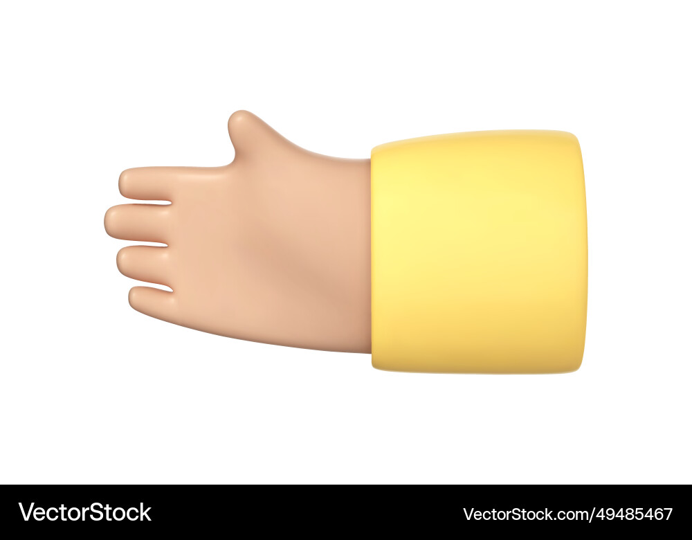 3d cartoon open palm outstretched hand Royalty Free Vector