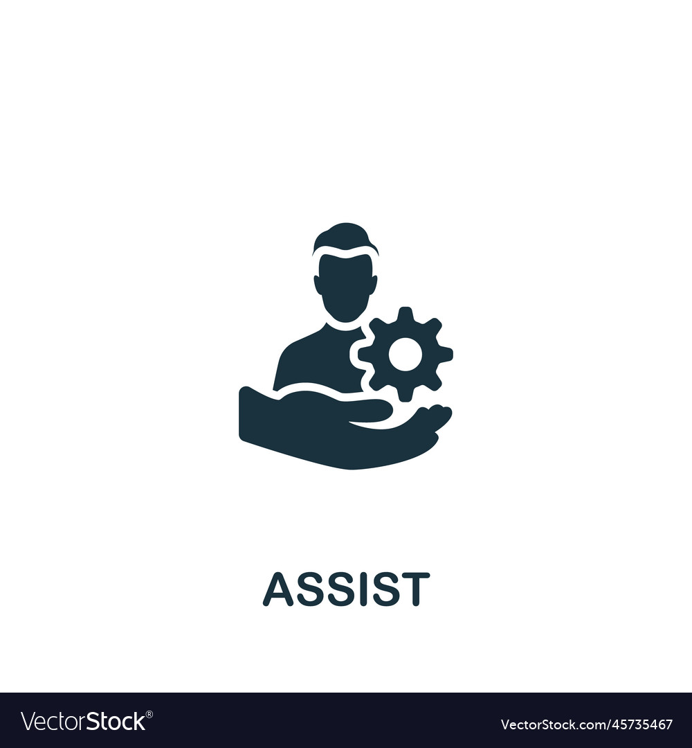 Assist icon monochrome simple sign from Royalty Free Vector Assist icon monochrome simple sign from Royalty Free Vector