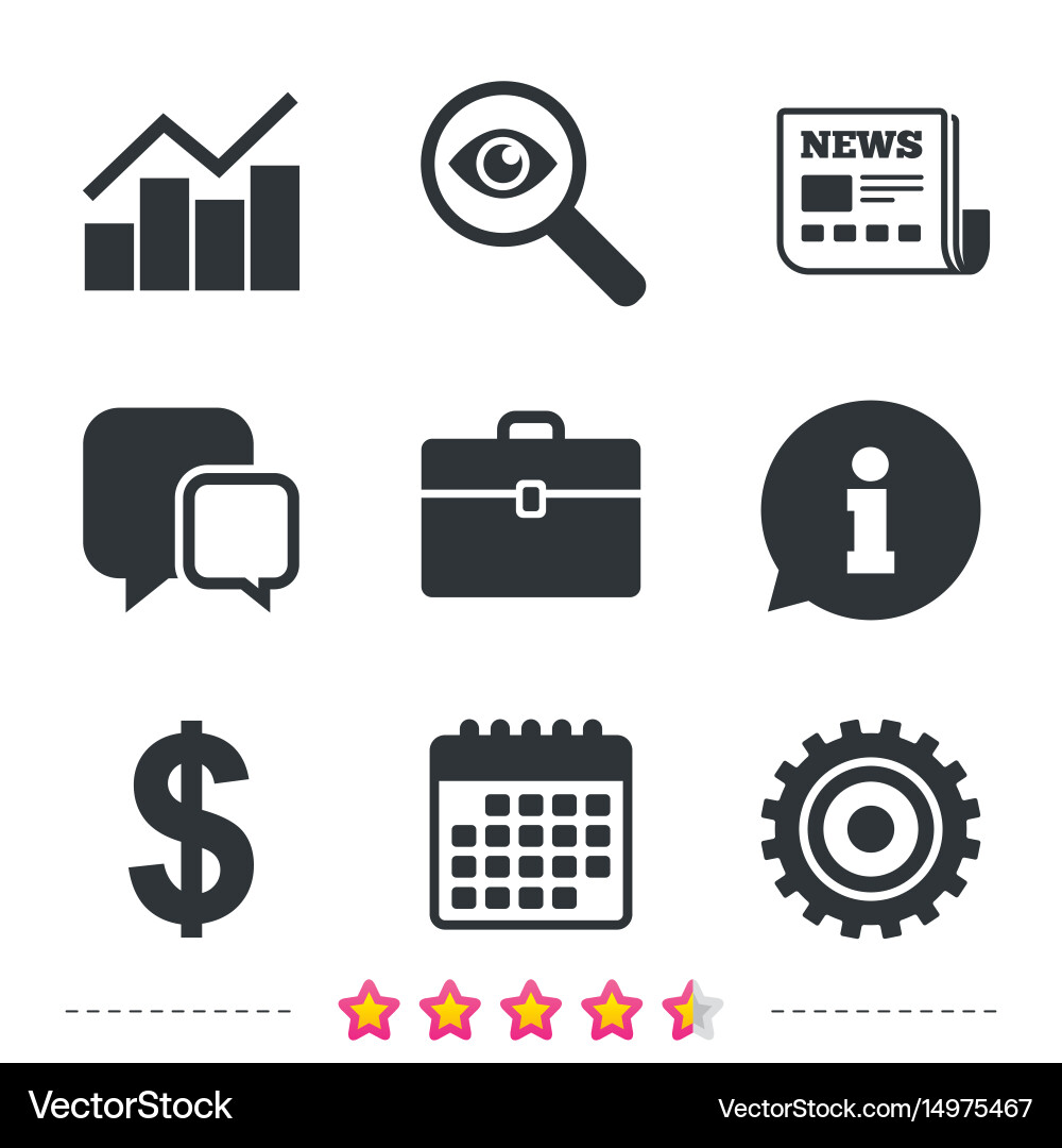 Business signs graph chart and case icons Vector Image