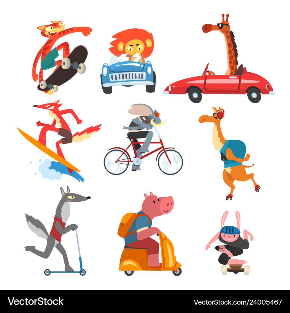 Collection of funny animal characters using Vector Image