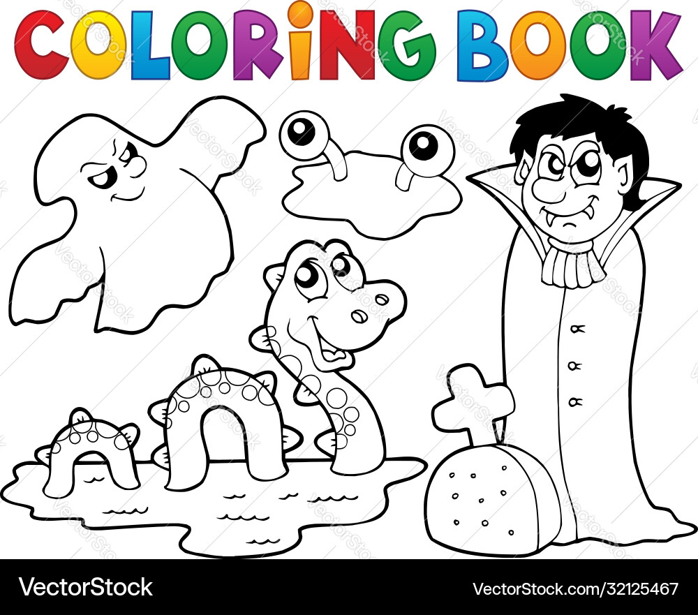 Coloring book monster theme 4 Royalty Free Vector Image