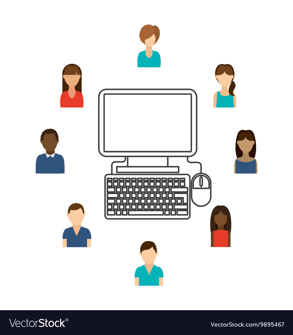 Computer and avatar people icon media design Vector Image