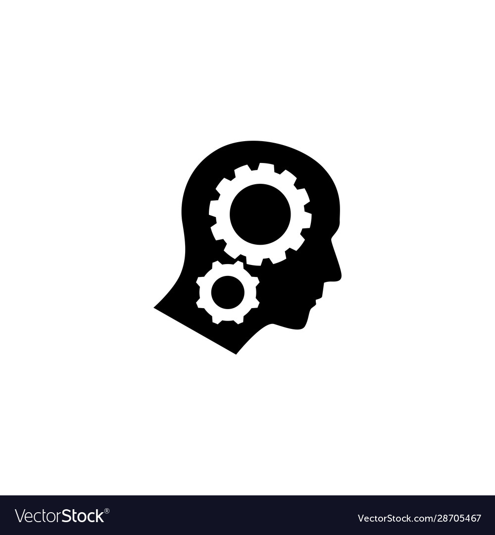 Head gear cog logo icon Royalty Free Vector Image