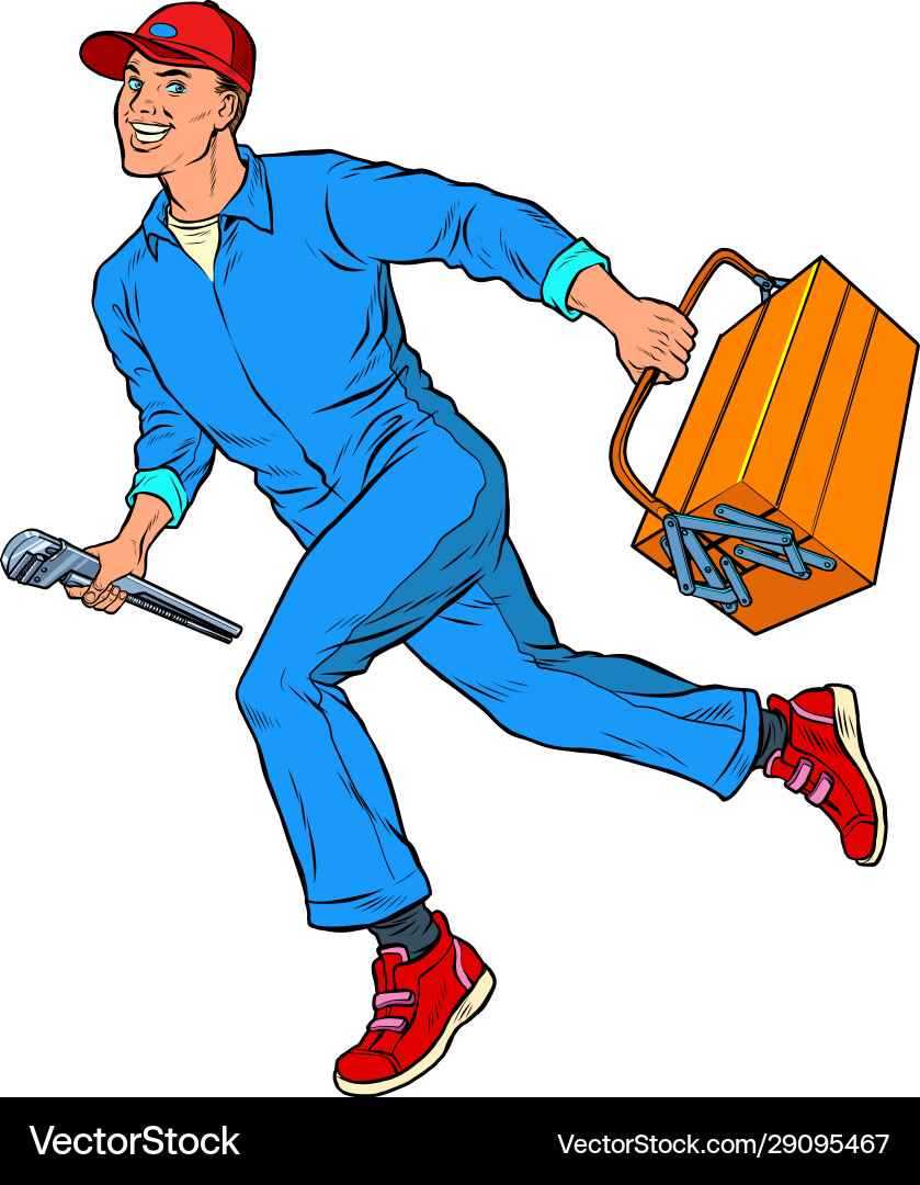 Male master repairman runs Royalty Free Vector Image