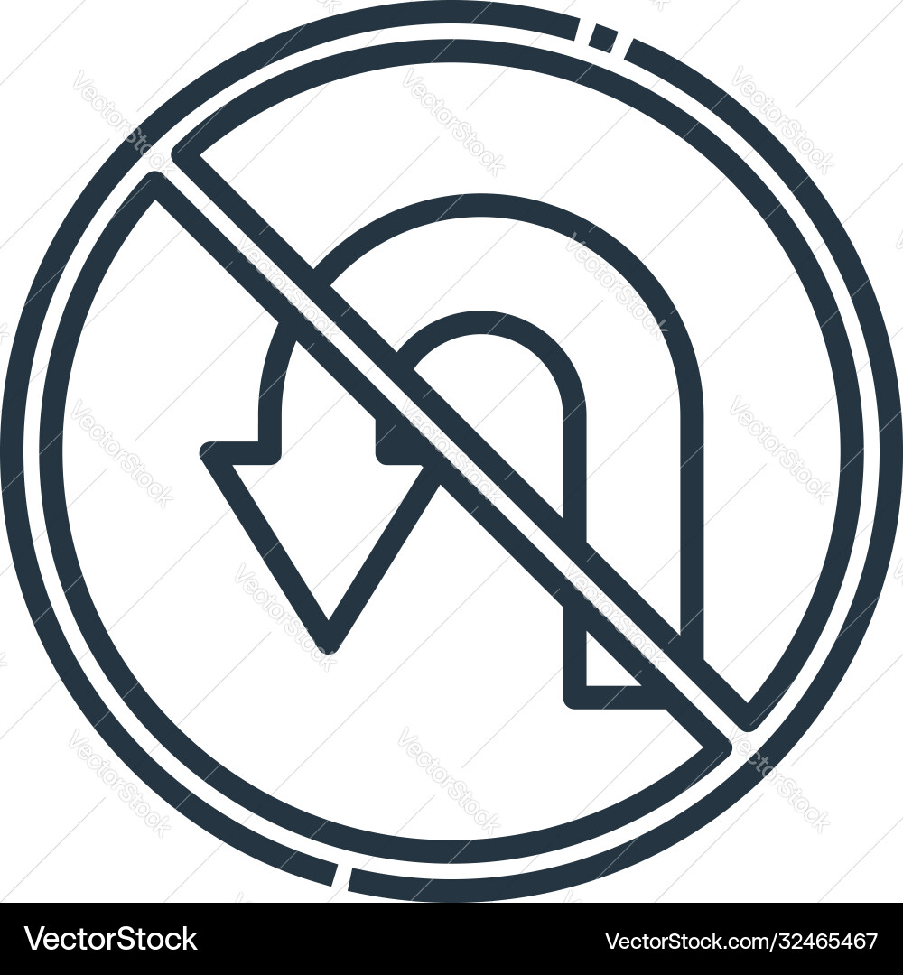 No turn icon isolated on white background outline Vector Image