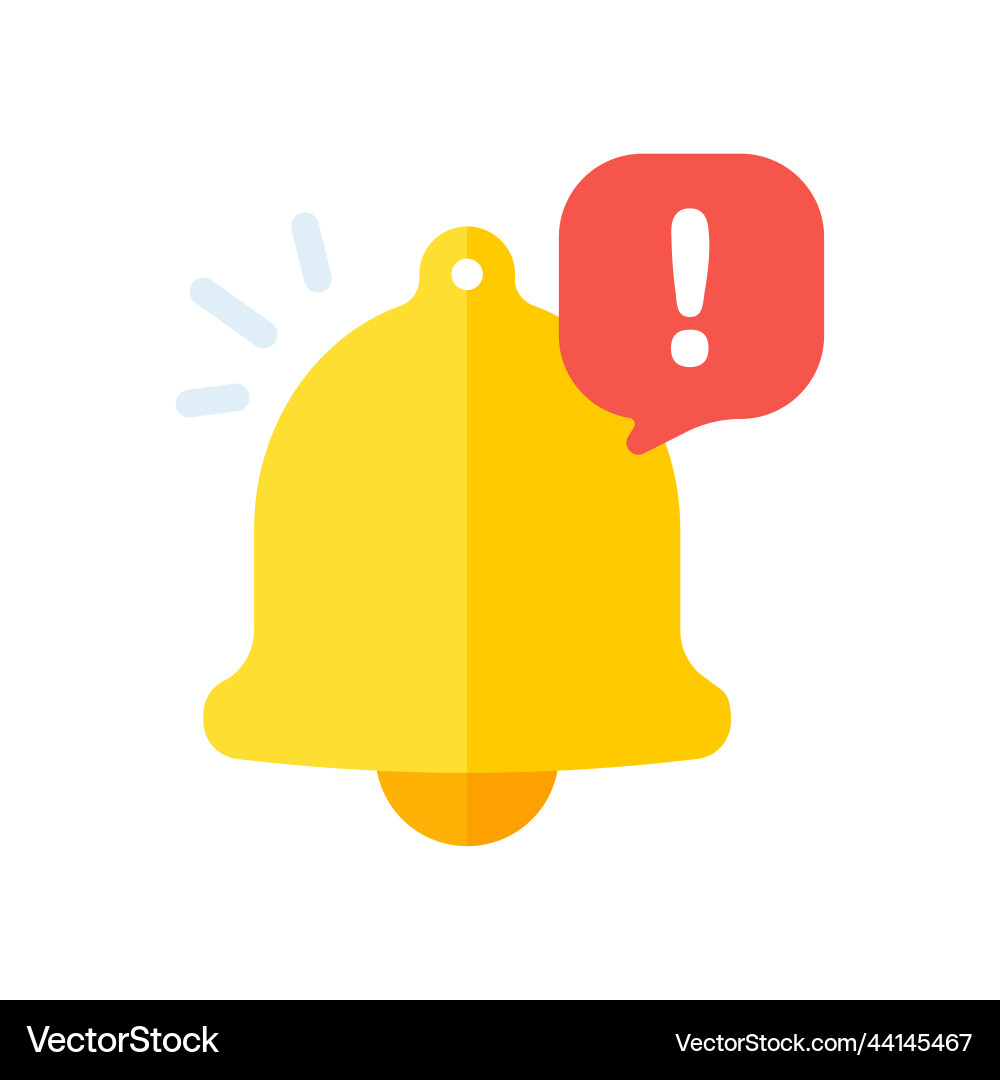 Notification the golden bell vibrating loudly Vector Image
