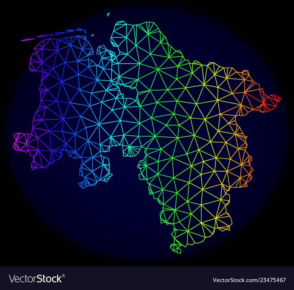 Polygonal Wire Frame Spectrum Mesh Map Royalty Free Vector
