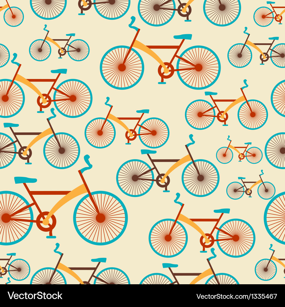 Retro seamless travel pattern of bikes Royalty Free Vector