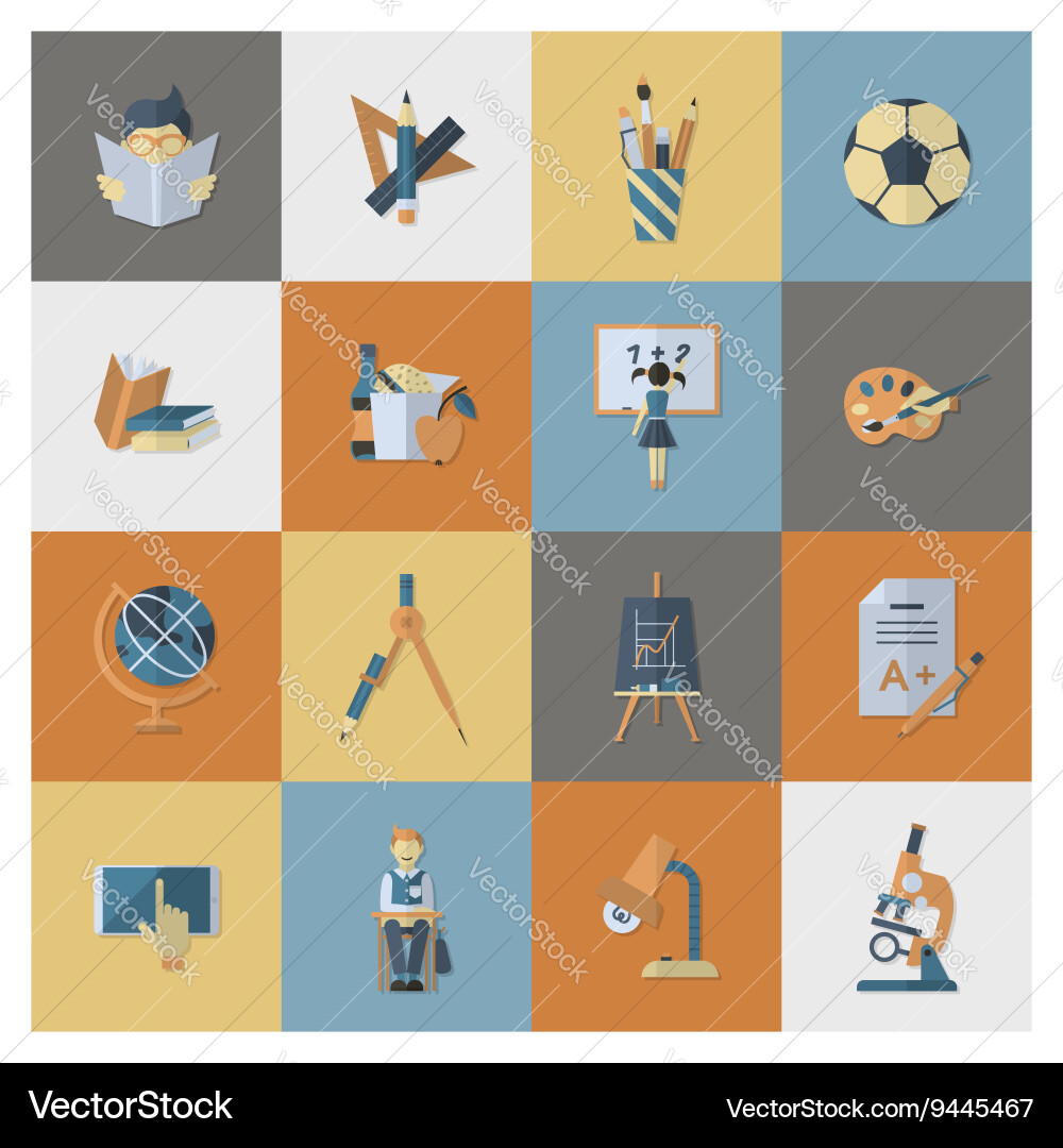 School and education icons Royalty Free Vector Image