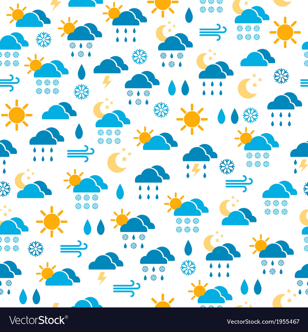 Seamless pattern of weather icons Royalty Free Vector Image