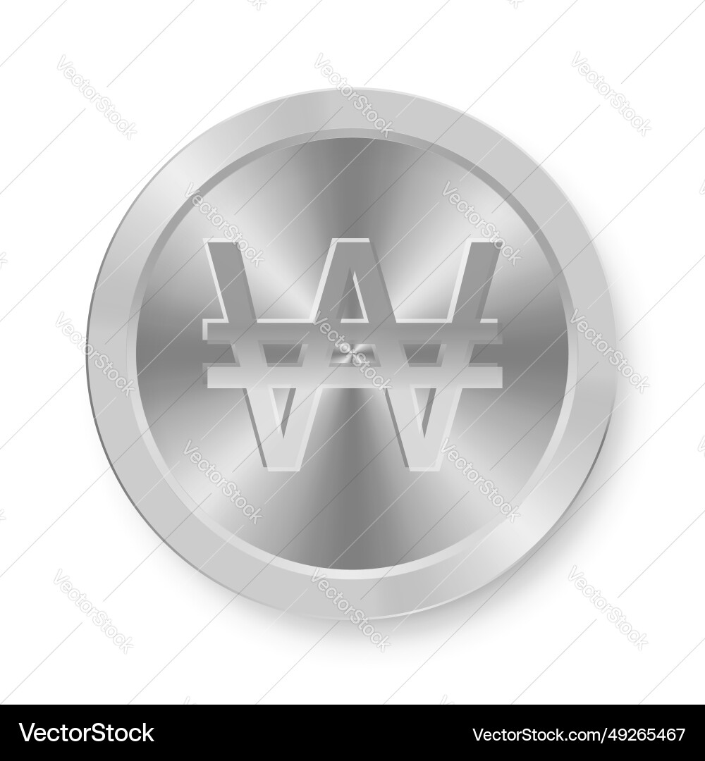 Silver won coin concept of internet web currency Vector Image