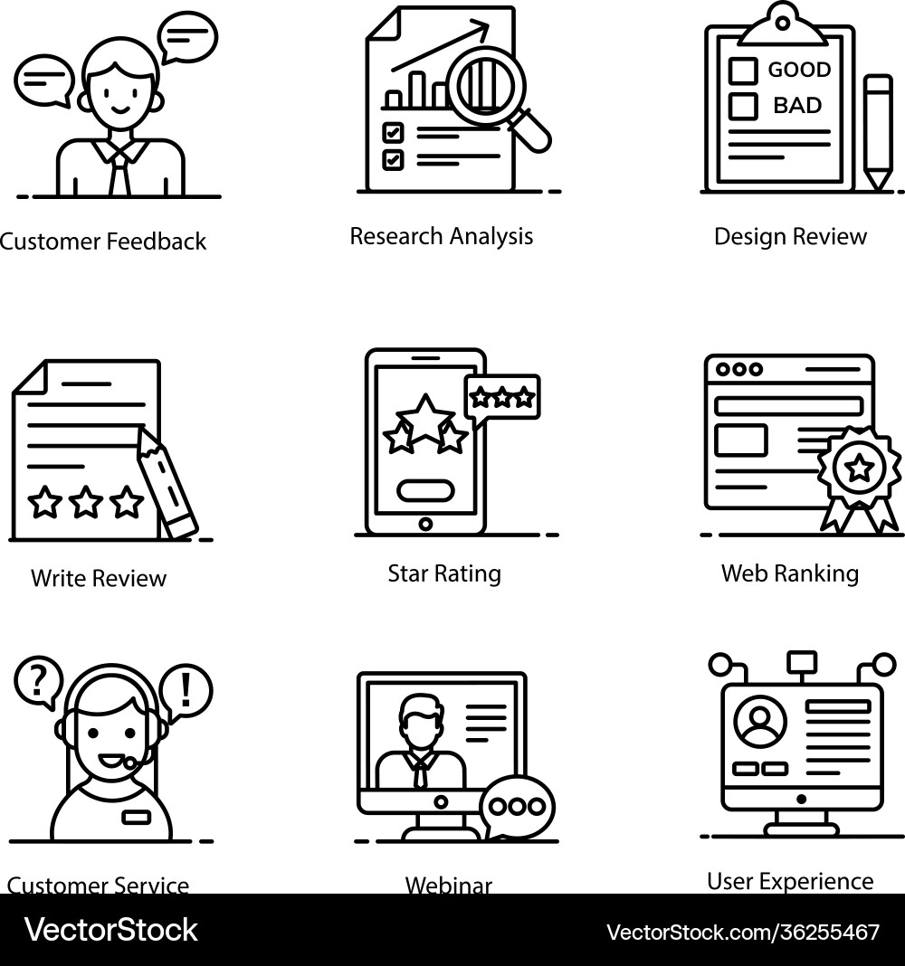 Testimonial icons in modern line style pack Vector Image