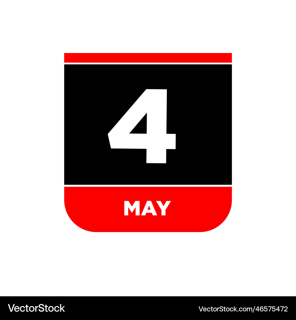 4th may calendar page 4 may day icon Royalty Free Vector