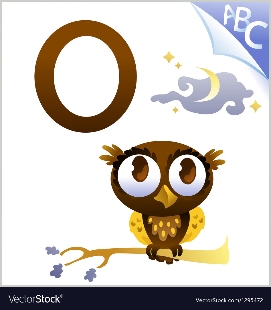 Animal alphabet for kids o for owl Royalty Free Vector Image