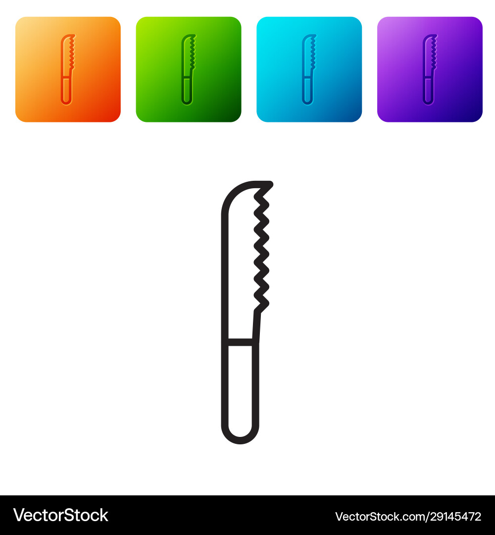 Black line bread knife icon isolated on white Vector Image