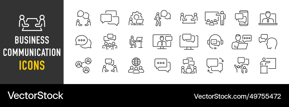 Business communication web icons in line style Vector Image