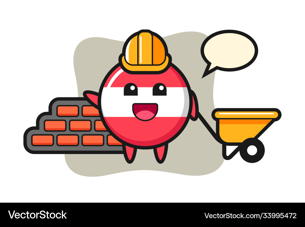 Cartoon character austria flag badge Royalty Free Vector