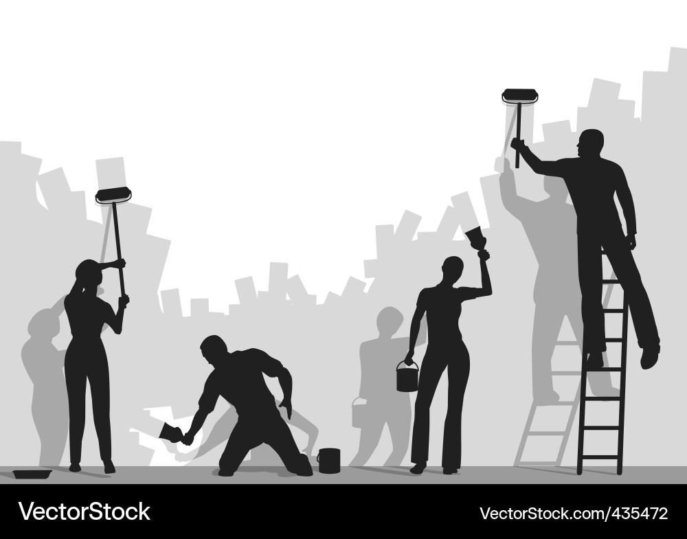 Construction Workers Painting Royalty Free Vector Image