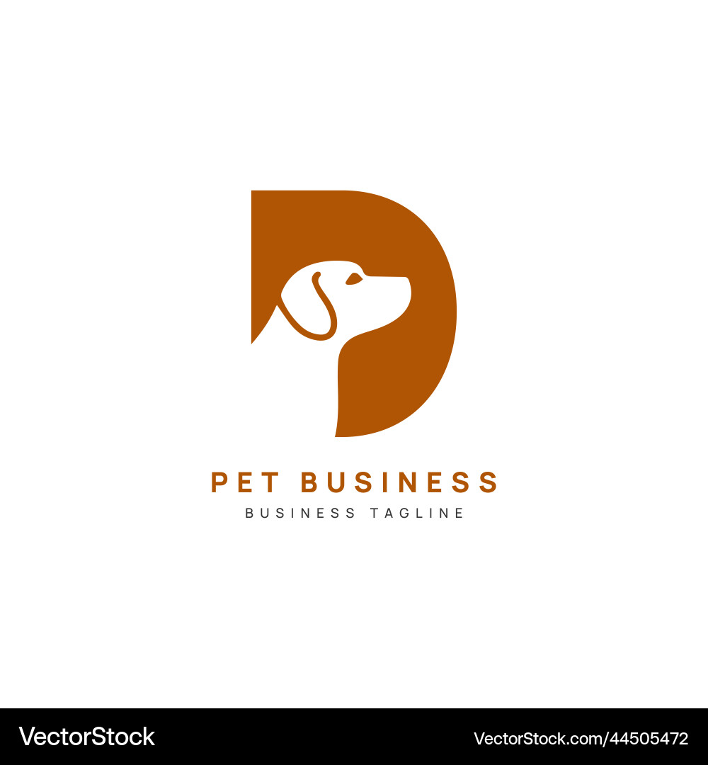 D letter and dog head logo design Royalty Free Vector Image