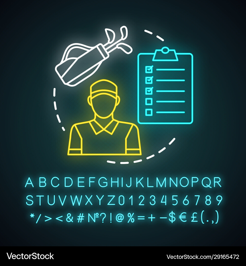 Golf caddy neon light icon sport coach trainer Vector Image