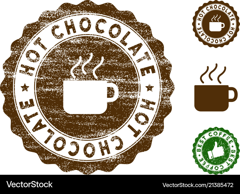 Hot chocolate stamp seal with distress effect Vector Image
