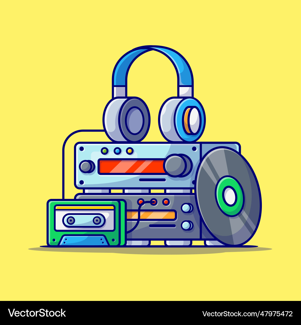Music engine sound player with vinyl cassette Vector Image