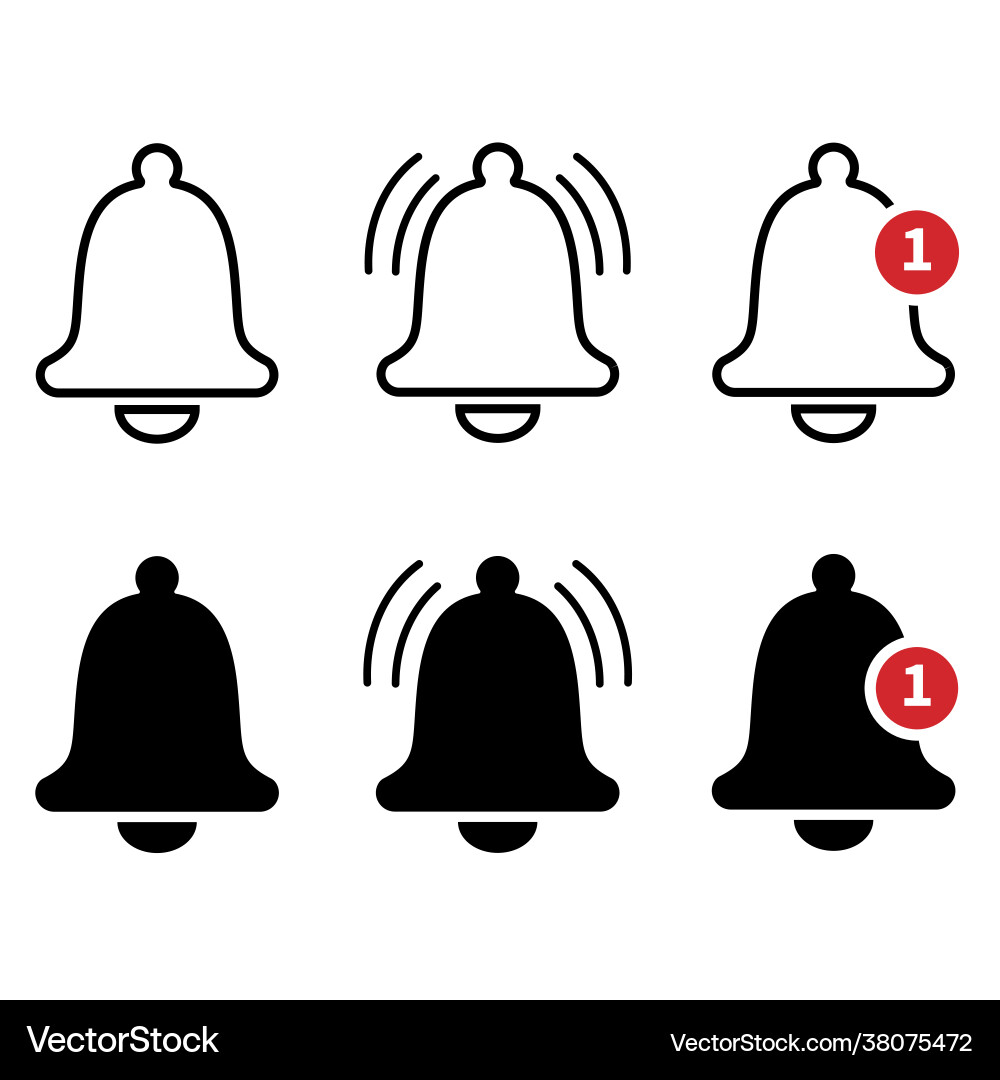 Notification bell icons collection alarm Vector Image