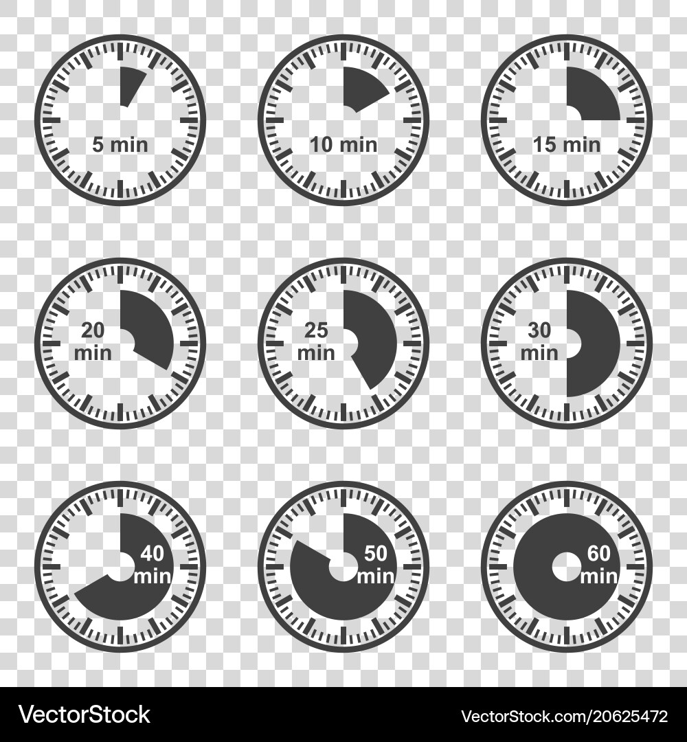 Set icons set timers on a transparent Royalty Free Vector