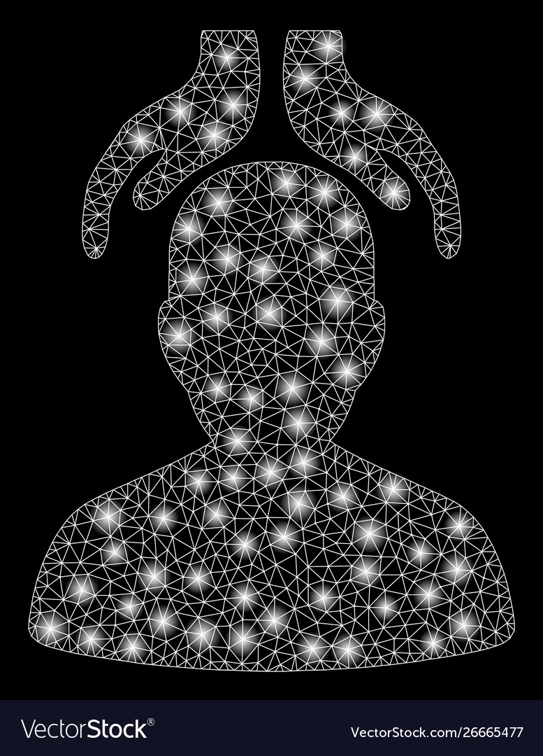 Bright mesh carcass psychiatry hands with light Vector Image Bright mesh carcass psychiatry hands with light Vector Image