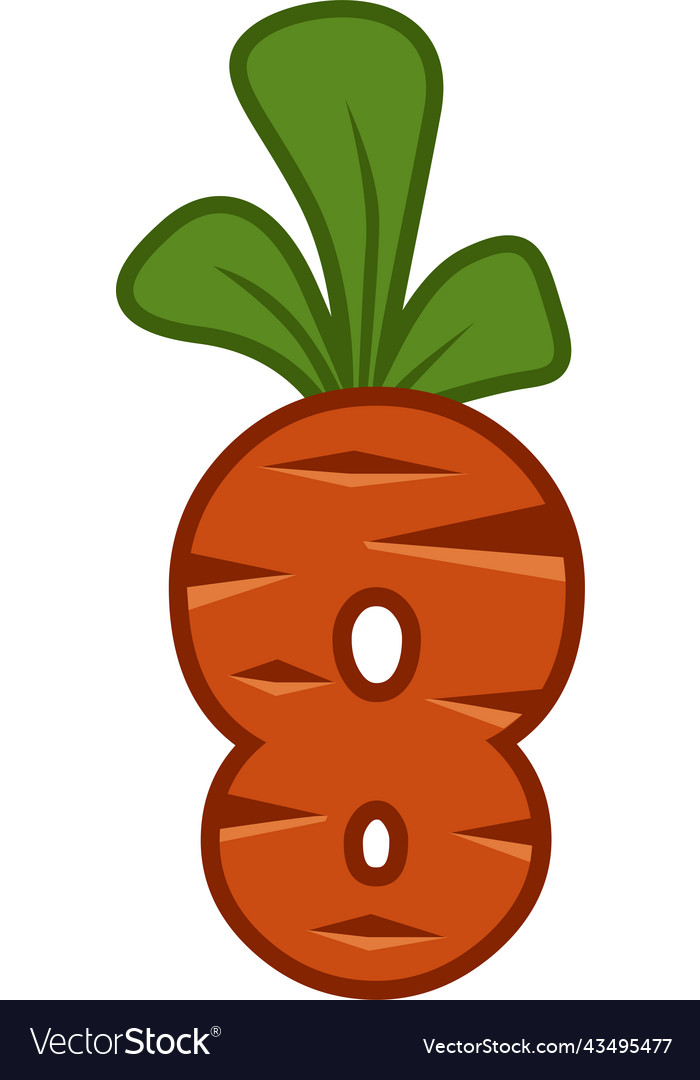 Cartoon carrot number eight font kids number Vector Image Cartoon carrot number eight font kids number Vector Image