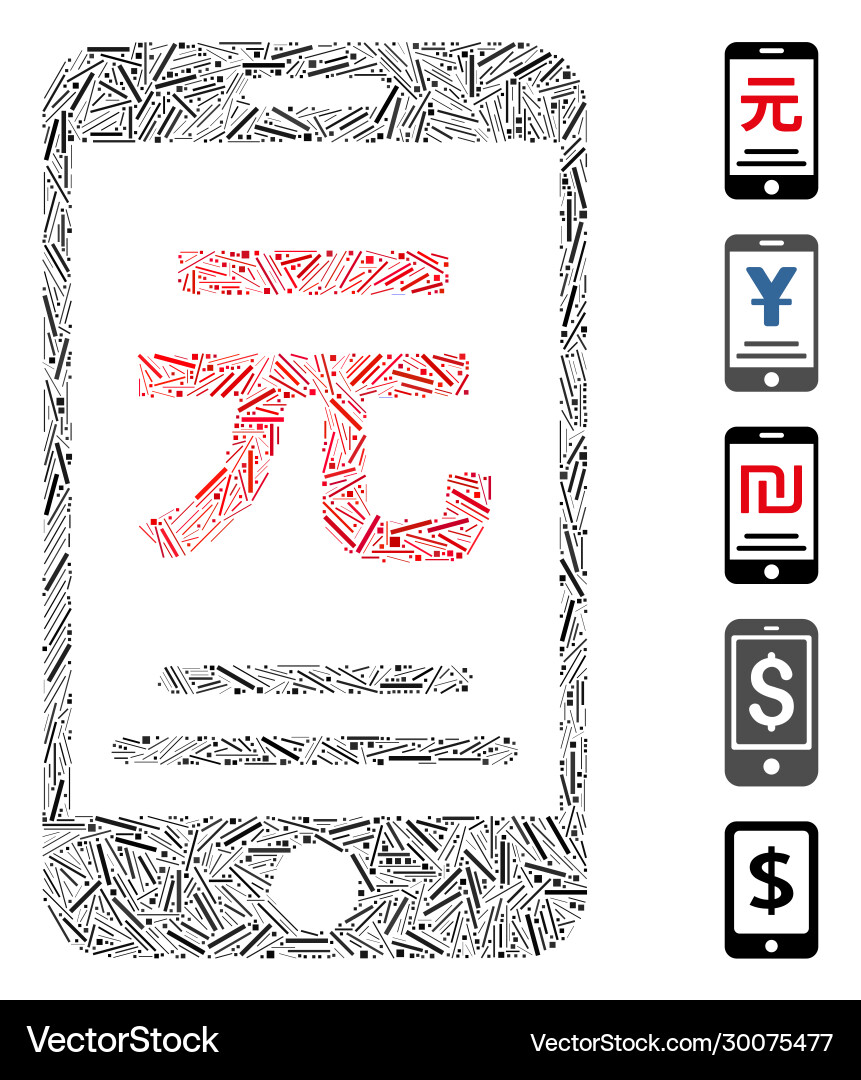 Hatch collage renminbi yuan mobile payment Vector Image