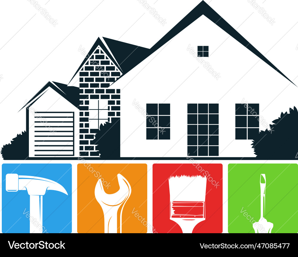 House silhouette and tool for repair Royalty Free Vector