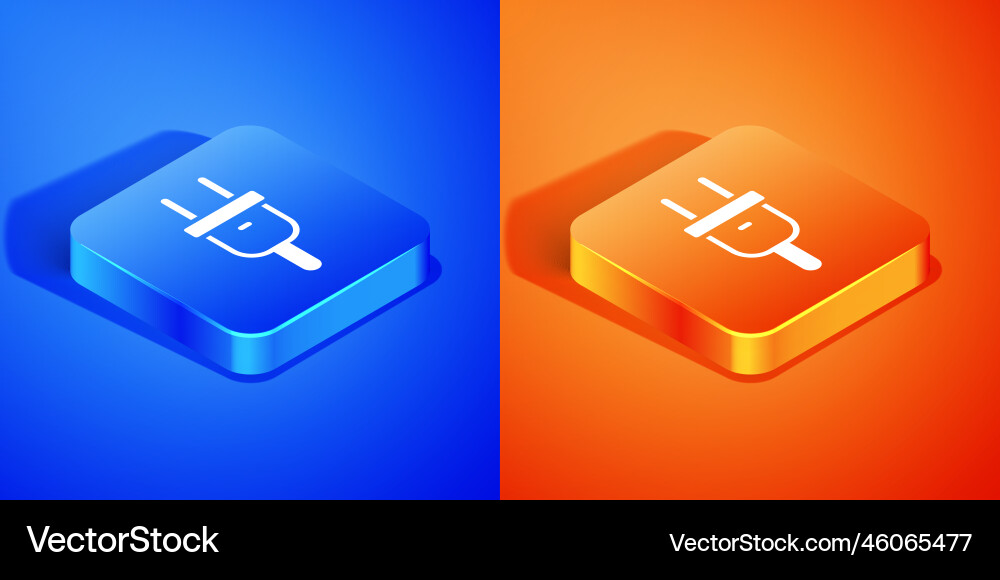 Isometric electric plug icon isolated on blue and Vector Image