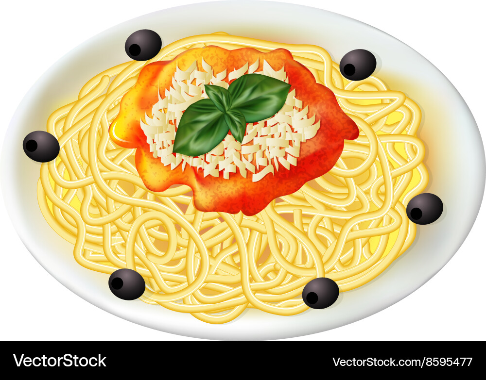 Italian pasta with sauce on a plate Royalty Free Vector