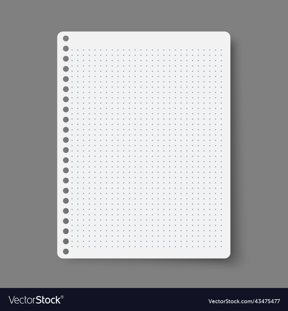 Notebook line squared dot diary template notepad Vector Image