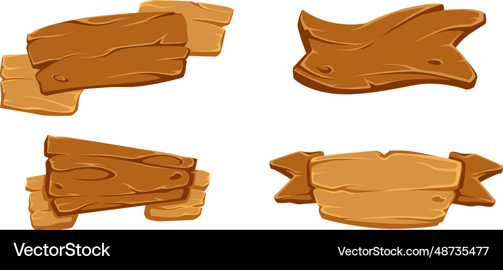 Wooden ribbons empty plates or boards Royalty Free Vector