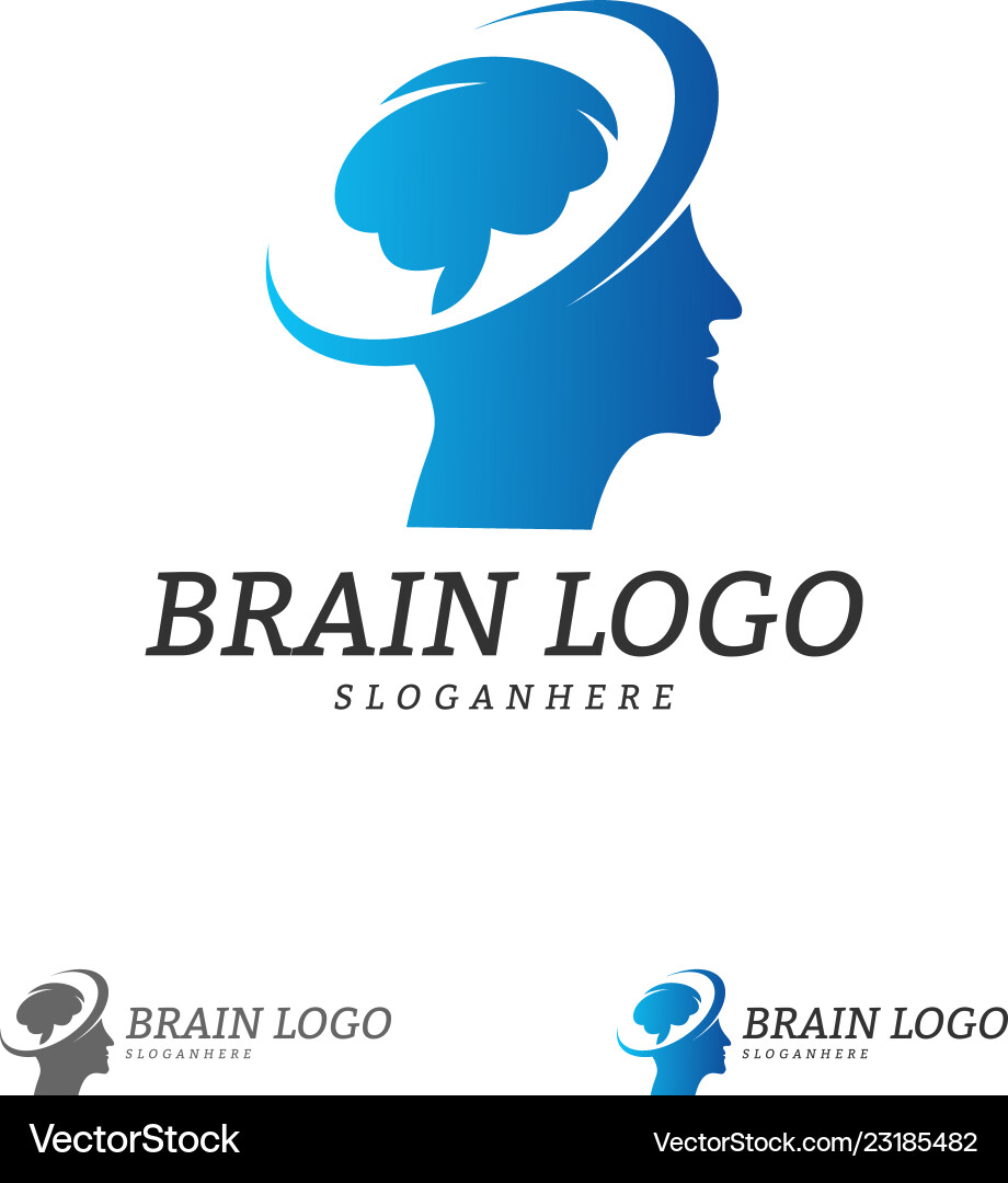 Brain head logo template man people symbols Vector Image