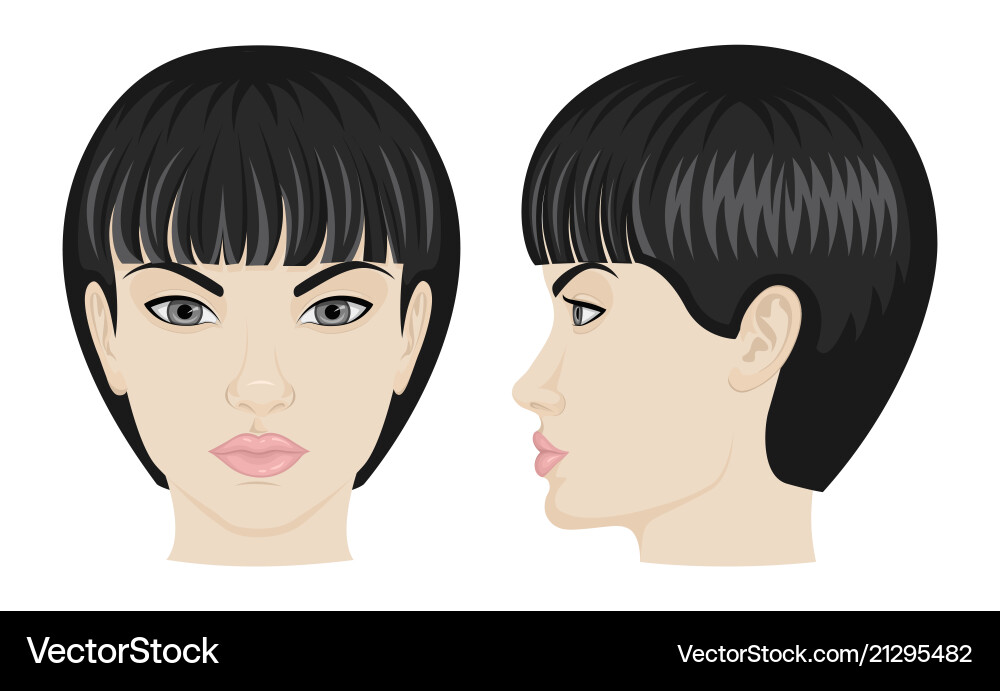 Face girl in front and side Royalty Free Vector Image
