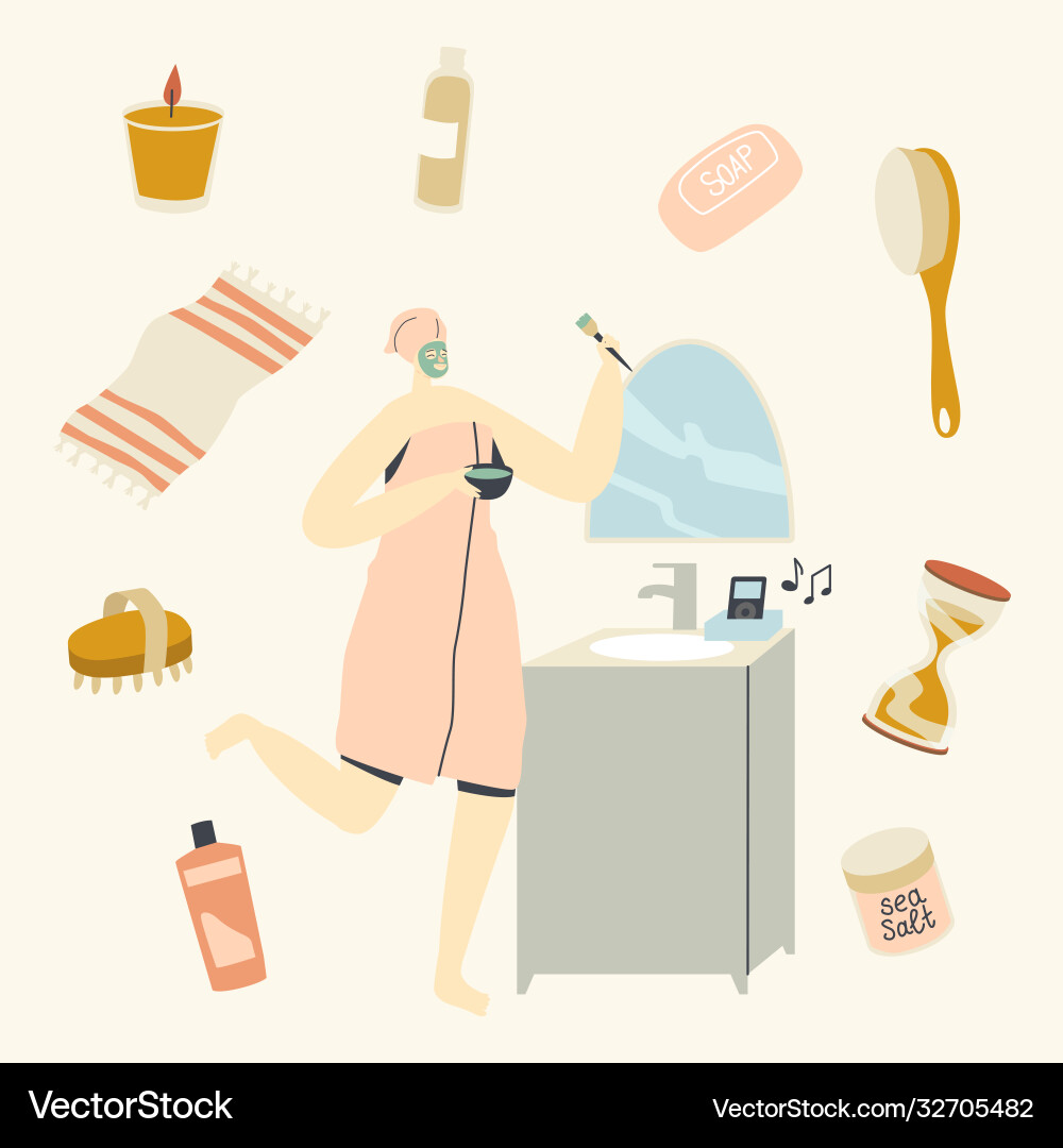 Female character bath relax hygiene procedure Vector Image