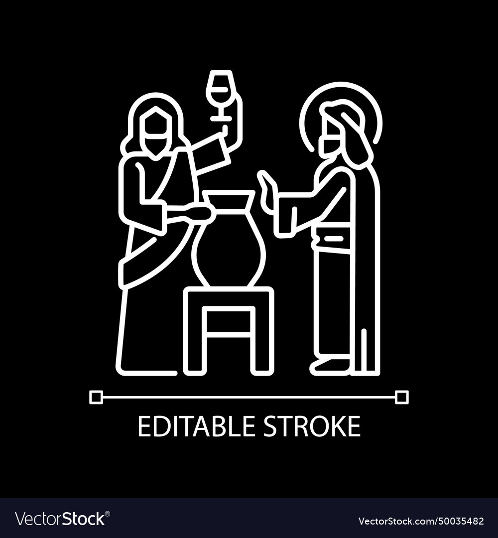 First miracle white linear icon for dark theme Vector Image First miracle white linear icon for dark theme Vector Image