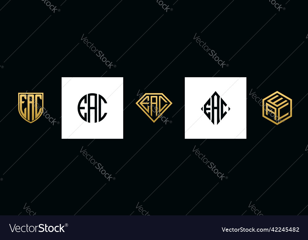 Initial letters eac logo designs bundle Royalty Free Vector