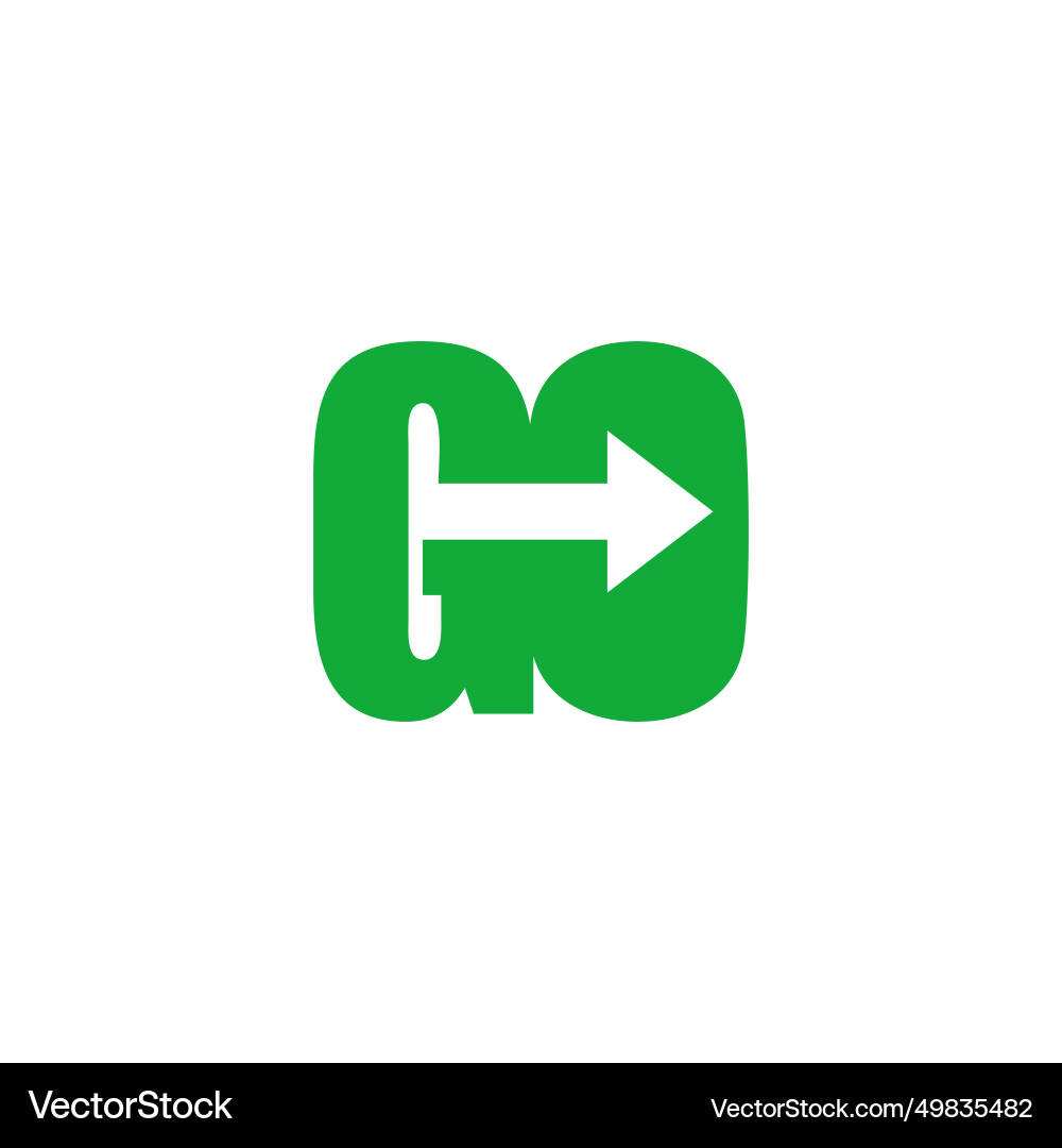 Letter go green arrow simple logo Royalty Free Vector Image