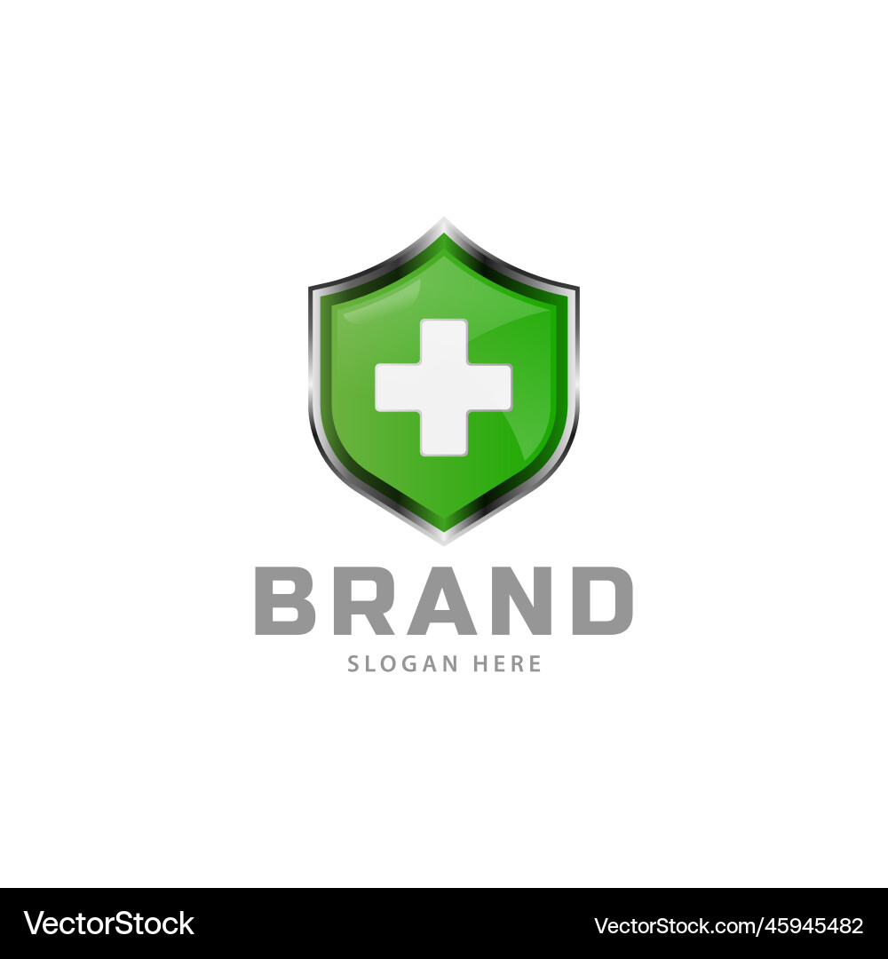 Medical and shield logo design isolated Royalty Free Vector