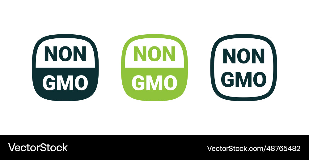 Non gmo food symbols emblems natural Royalty Free Vector