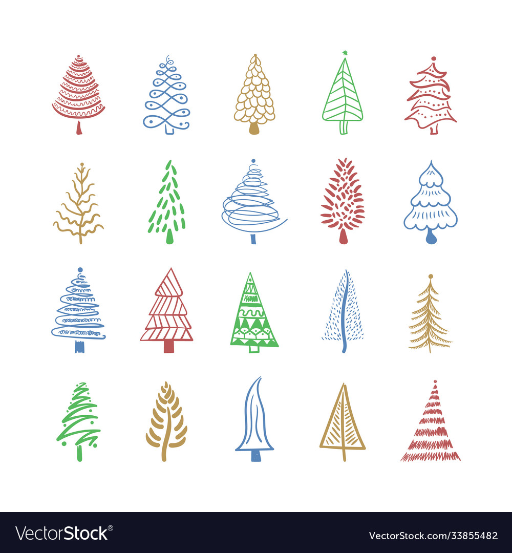 Set christmas tree Royalty Free Vector Image - VectorStock