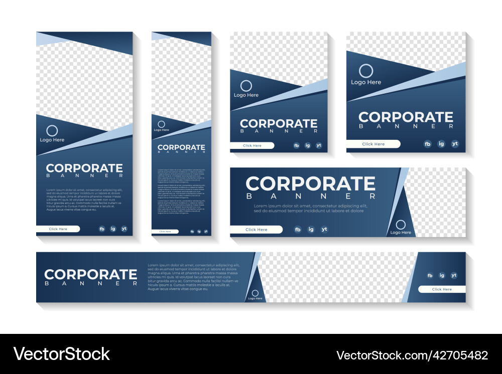 Set of modern web banners standard size Royalty Free Vector