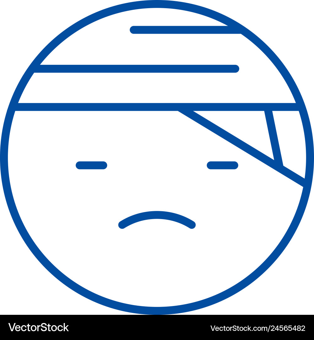 Sick emoji line icon concept emoji flat Royalty Free Vector