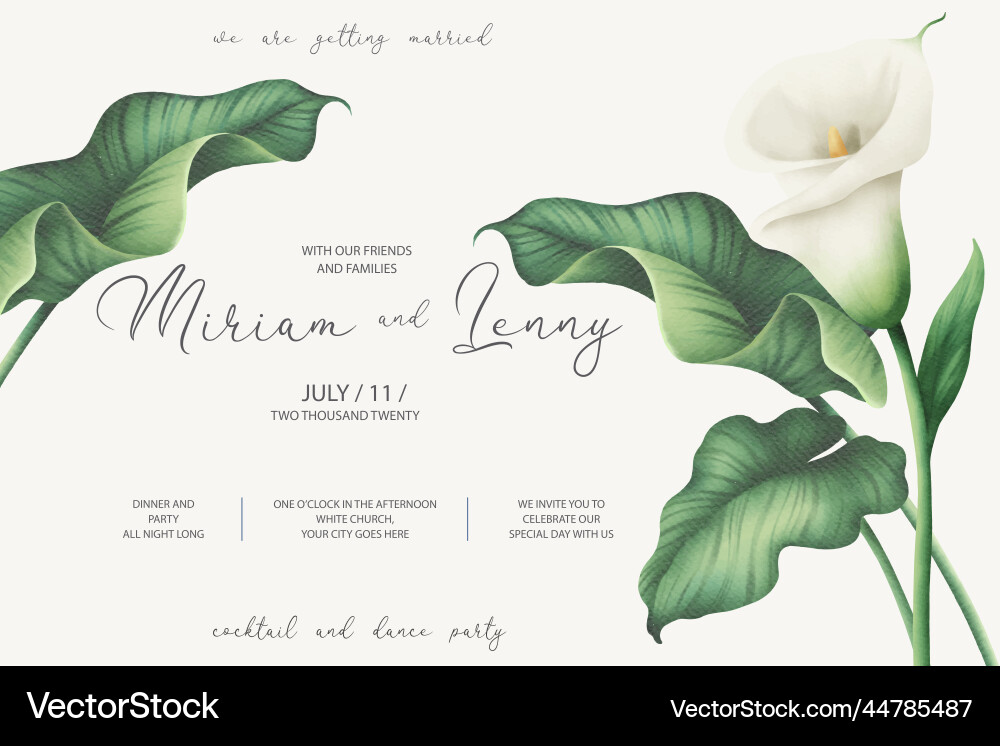 Beautiful wedding invitation template with white Vector Image