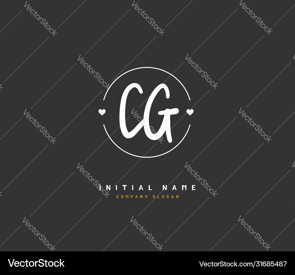 C g cg beauty initial logo handwriting logo Vector Image